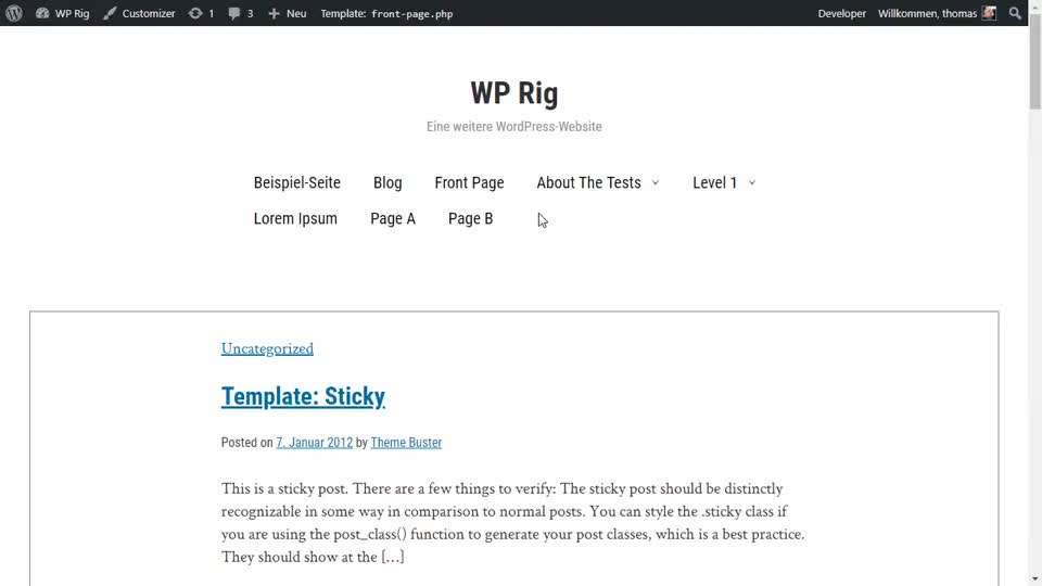 Neue Menüs erzeugen - WP Rig